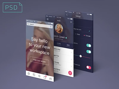 App Screens Perspective Mock-Up-花瓣网