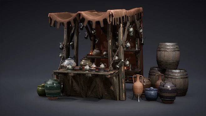 EXE Medieval Shop - Pottery Stands Pack-花瓣网