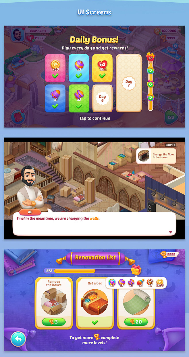 Casual UI design Game Art game ui mobile UI ui design ui kit ui mobile ...