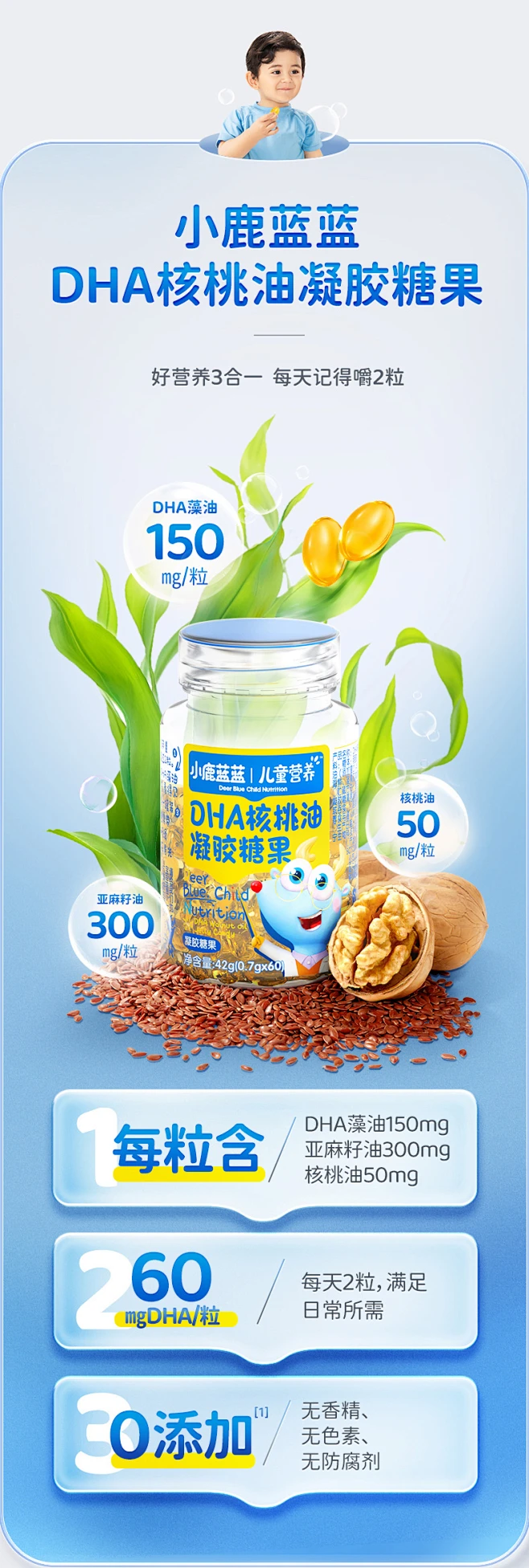 【小鹿蓝蓝_DHA核桃油凝胶糖果】dha藻油软胶囊60粒新品1-tmall.com天猫-花瓣网