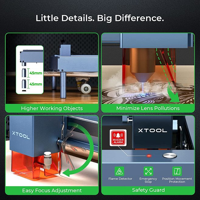 Amazon.com: xTool D1 Pro 激光雕刻机,带 RA2 Pro,20W 输出激光切割器 DIY 激光雕刻机,120W 激光 ...