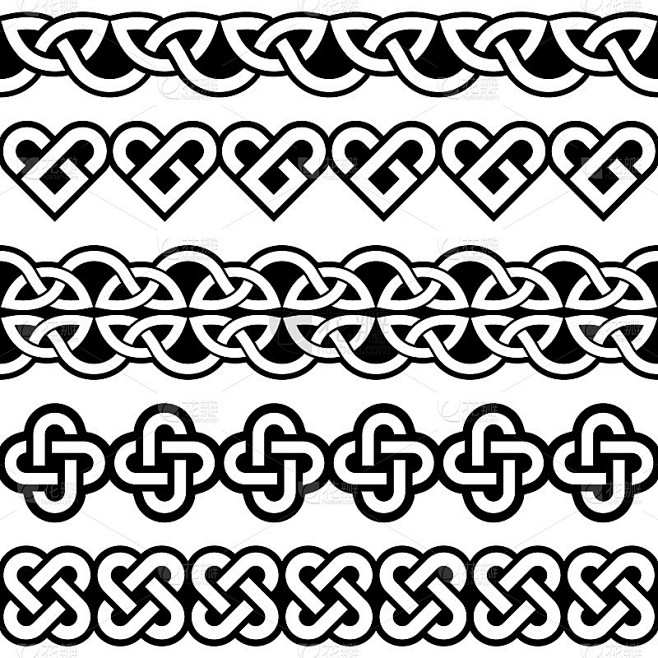 Irish Celtic vector seamless vector braided patter