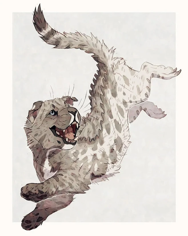 Giulialibard 作品的主题大多是猫狗狮虎等等动物，灵动飘逸的体态，还有对毛发的独特画法，给人软绵蓬松的感觉。-花瓣网