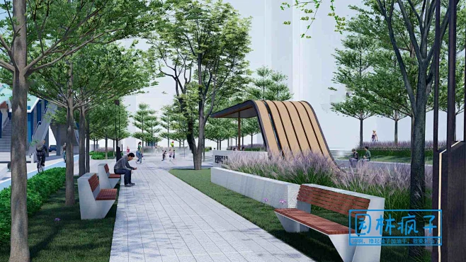 SU272城市街区道路口袋公园广场绿地坐凳景观公园景观su模型-淘宝网-花瓣网