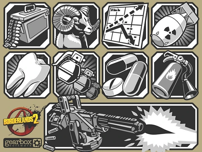 Borderlands 2 Skill Icons: Axton-花瓣网