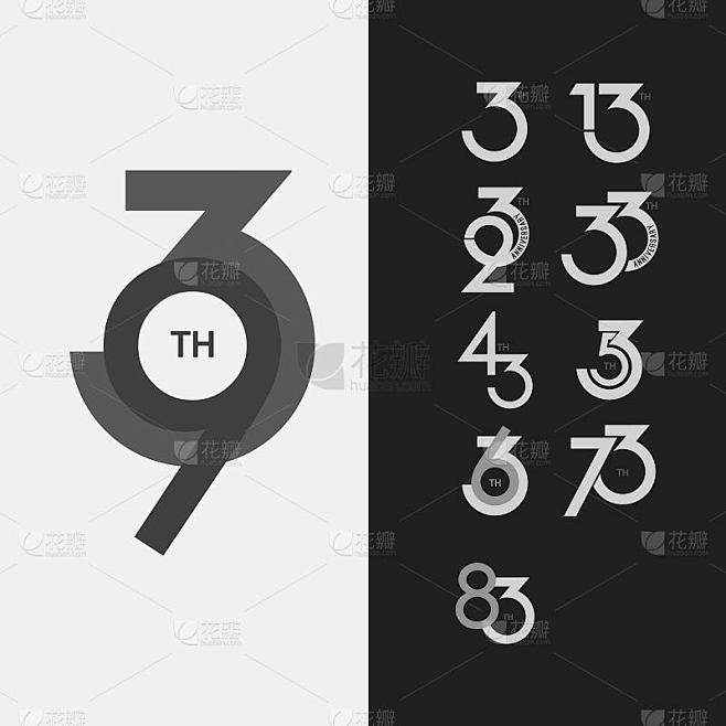 93 th Anniversary Set Vector Template Design Illus