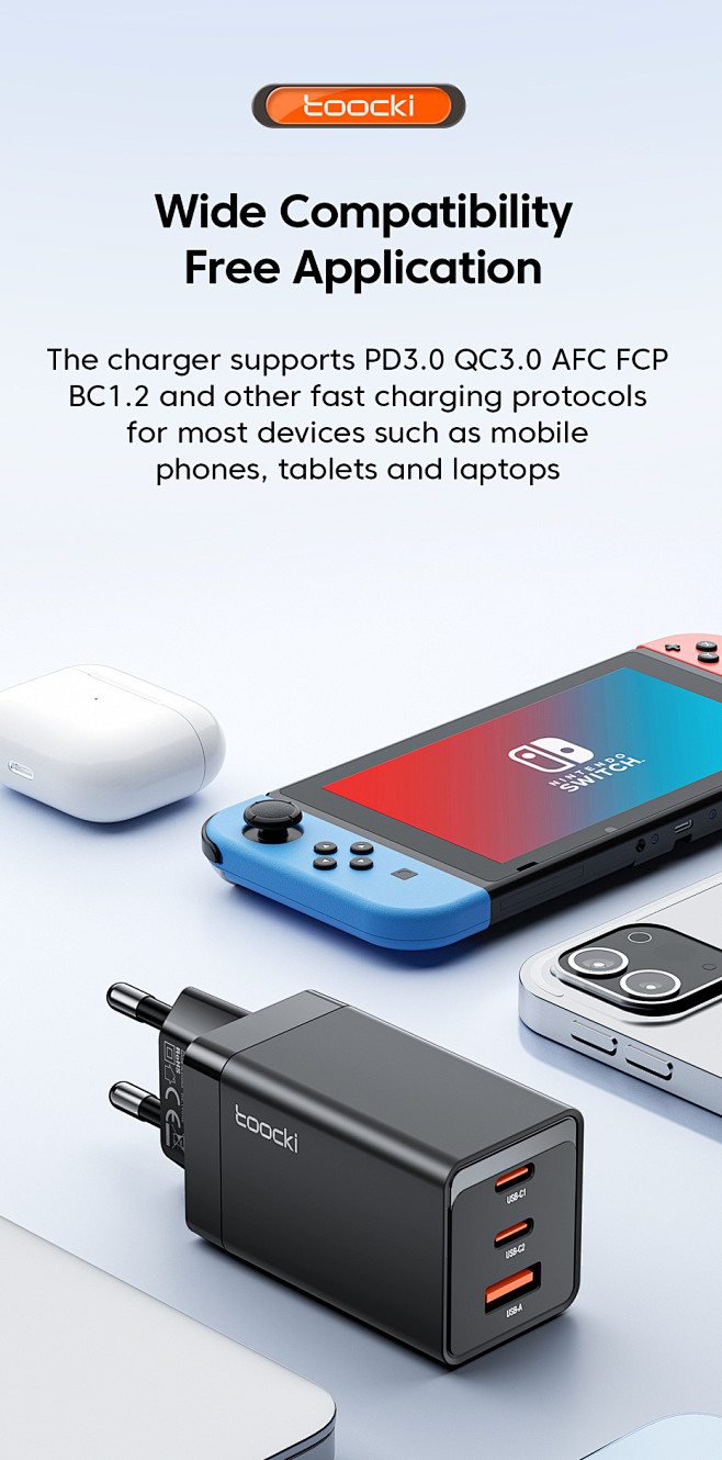 21.44US $ 22% de réduction|Toocki – Chargeur Usb Type-c 67w Gan, Charge ...