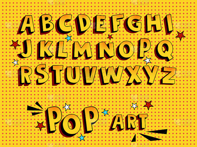 Creative comic font. Alphabet in style of comics,