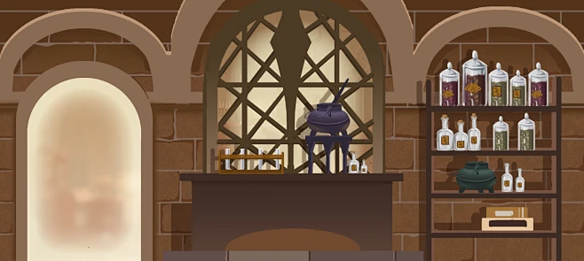 哈利波特魔药课场景（扁平风）-花瓣网