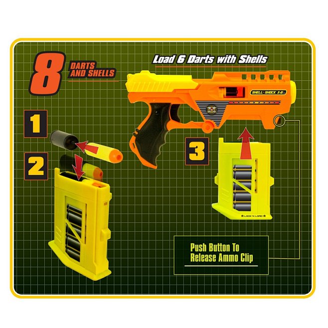 Amazon.com: Lanard Shell Shock X-6 with Ammo Clip: Toys & Games