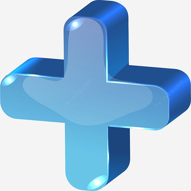 蓝色加号png免抠素材_新图网 https://ixintu.com 加号 符号 蓝色符号 十字架 立体 光晕 PNG符号 矢量符号