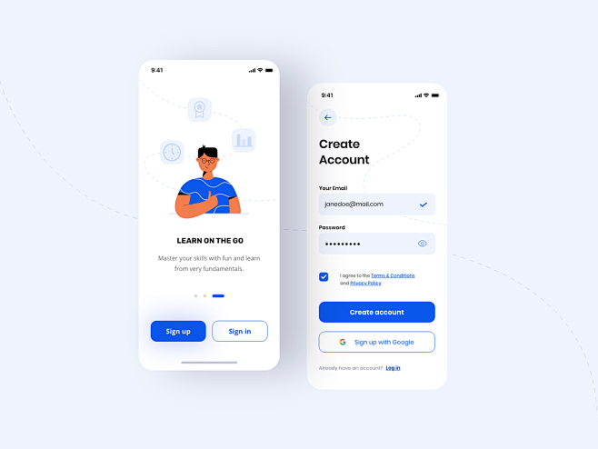 Mobile Sign up adobexd clean illustration mobile ui onboarding sign up ...