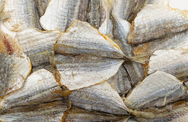 Dried Fish Isolated, Dry Salted Seafood Snack, Sto