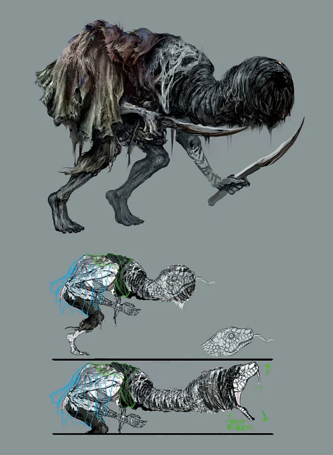 Serpent-Man Art from Dark Souls III-花瓣网