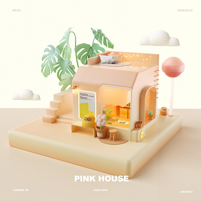 3D c4d cartoon cute minimal modern octane