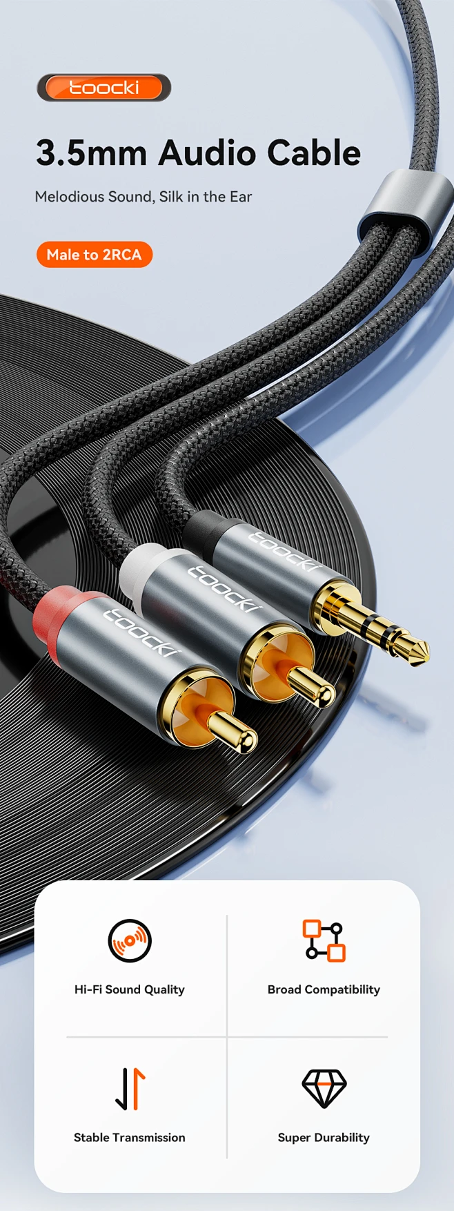 3.79US $ 30% de DESCUENTO|Toocki Cable de Audio RCA a Jack de 3,5mm ...