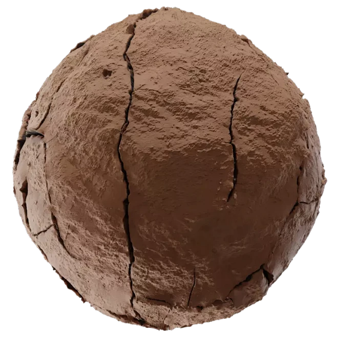 red clay, worn and weathered, deep cracks, coarse finish, highly ...