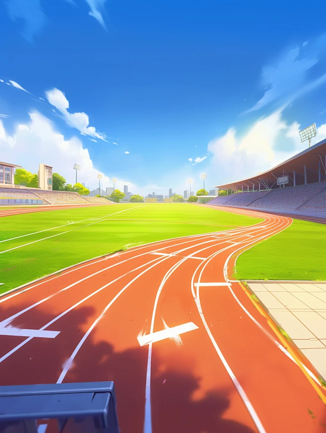 zuoyebang_Sunny_campus_runway_with_teaching_buildings_and_stadi ...