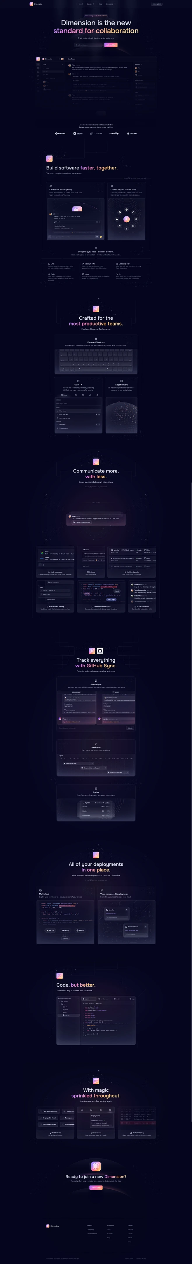 Dimension Landing Page Example: The state of the art collaboration platform for modern ...