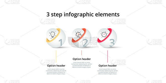 Business process chart infographics with 3 step ci