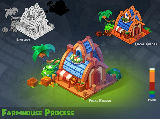 2D architecture concept conceptart digital game Game Art house ...