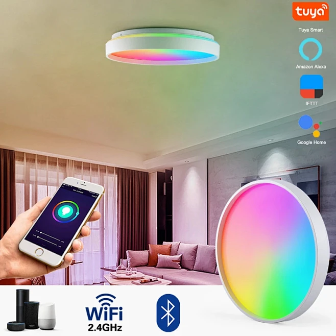 Smart Ceiling Lights LED Modern Lamps Intelligent Indoor lighting WiFi ...