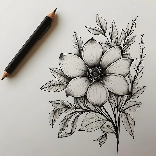 手绘花卉轮廓图片_纹身手绘场景图片素材-花瓣网