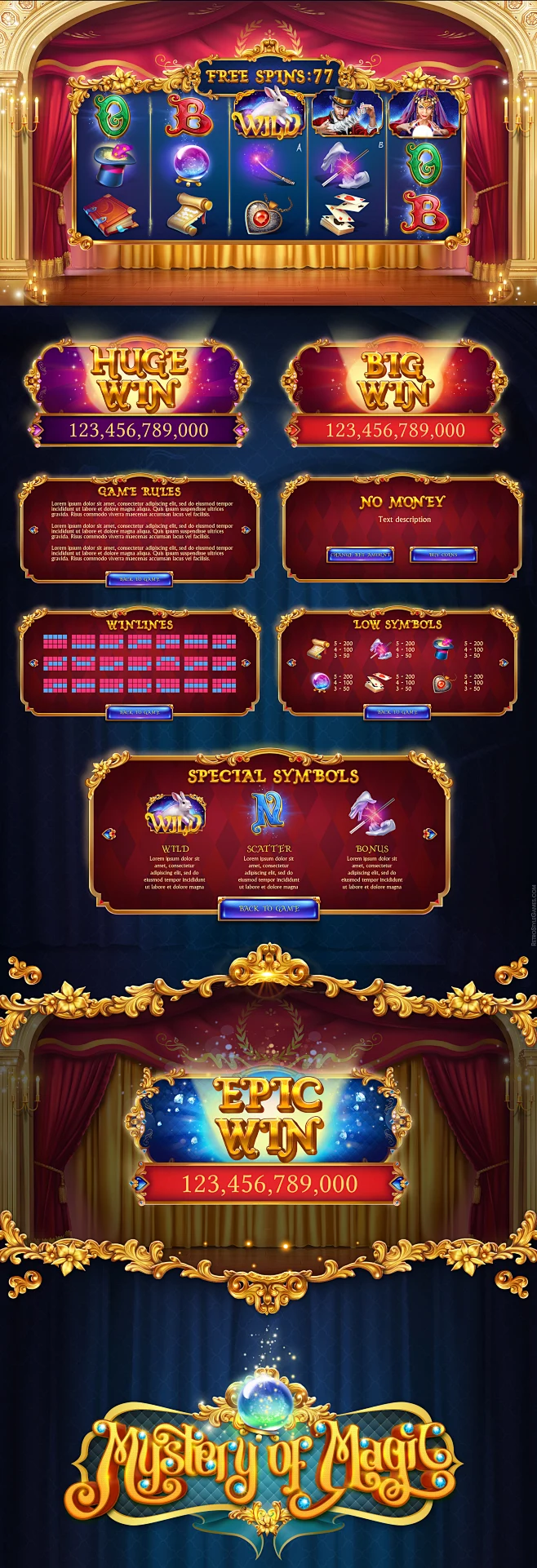 Slot Game — Backgrounds and Icons for Fun Spin-花瓣网