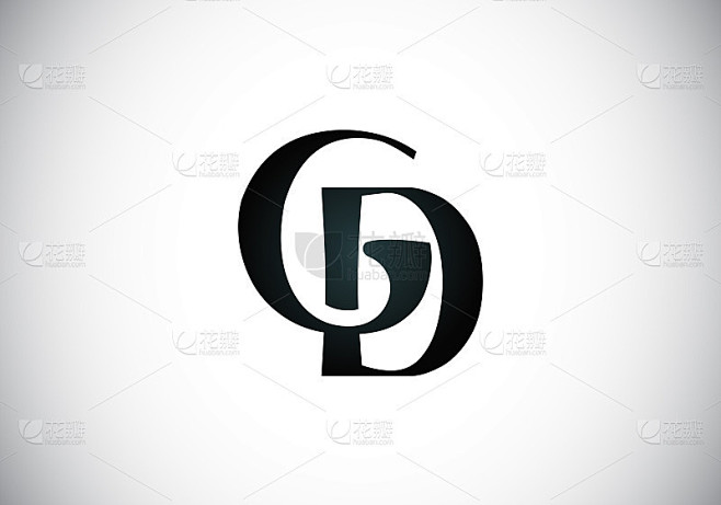 首字母GD标志与创意现代商业印刷矢量模板。创意抽象字母GD