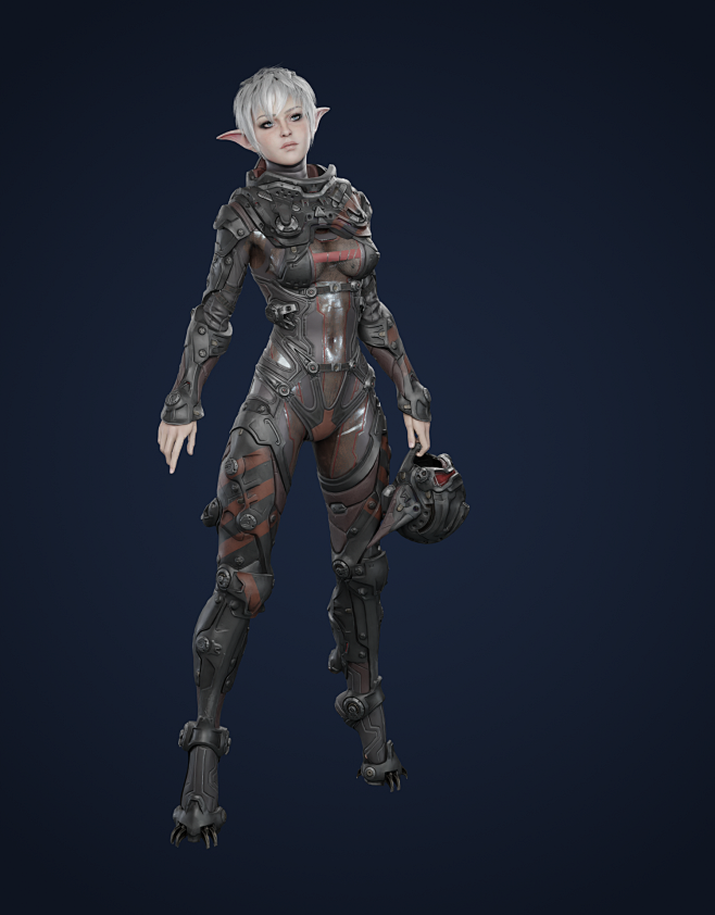 blender 女精灵宇航员-独立角色模型-微元素 - Element3ds.com!