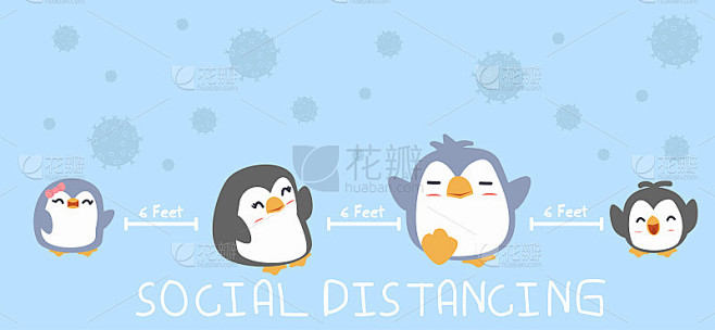 family penguin social distancing to prevent Corona