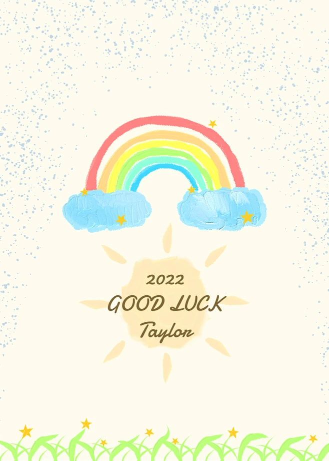 Simple Hand Painted Rainbow Good luck card素材-花瓣网