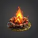 campfire, single item, game asset, low-poly, simple colours-花瓣网