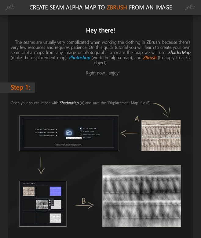 Displacement Map Tutorial, Matias Molero : The seams are usually very complicated when working ...