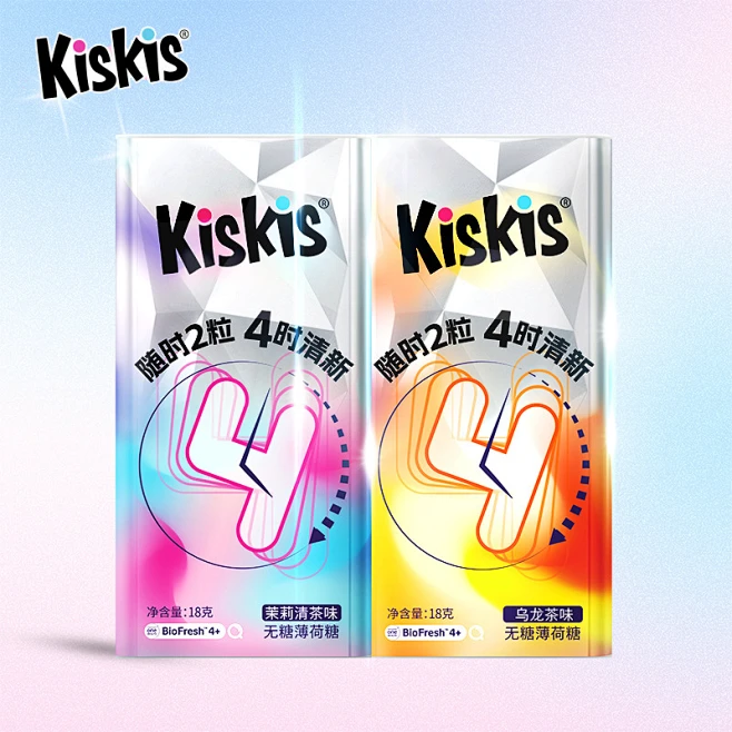 KisKis酷滋18g无糖薄荷糖清新口气4小时接吻糖乌龙茶茉莉清茶糖果-花瓣网