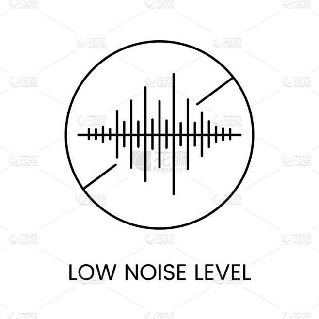 表示低噪音水平的矢量线图标，表示最小的声音排放或干扰