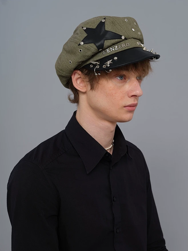 GENZERO「魔头系列」明星同款星星铆钉贝雷帽复古八角帽时髦帽子-tmall.com天猫-花瓣网