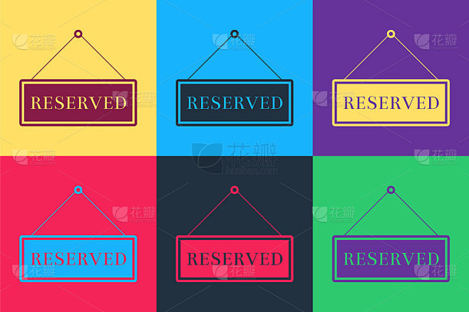 Pop art Hanging sign with text Reserved sign icon