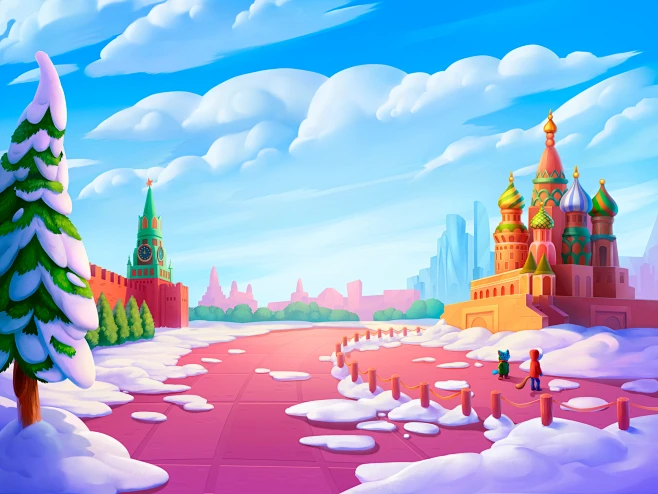 ArtStation - Moscow, 2D background for Bingo-花瓣网