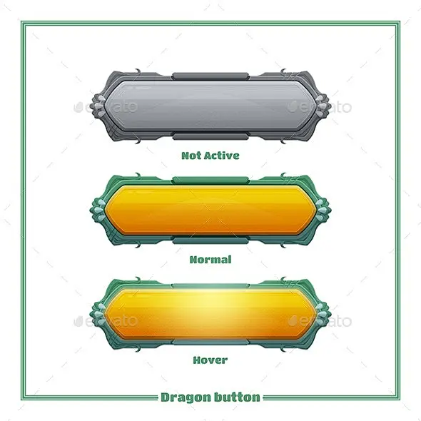 Dragon Button Set - Web Elements Vectors-花瓣网