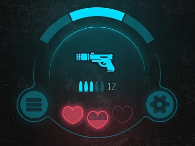 Game HUD element pistol design mobile shooter ui hud game-花瓣网