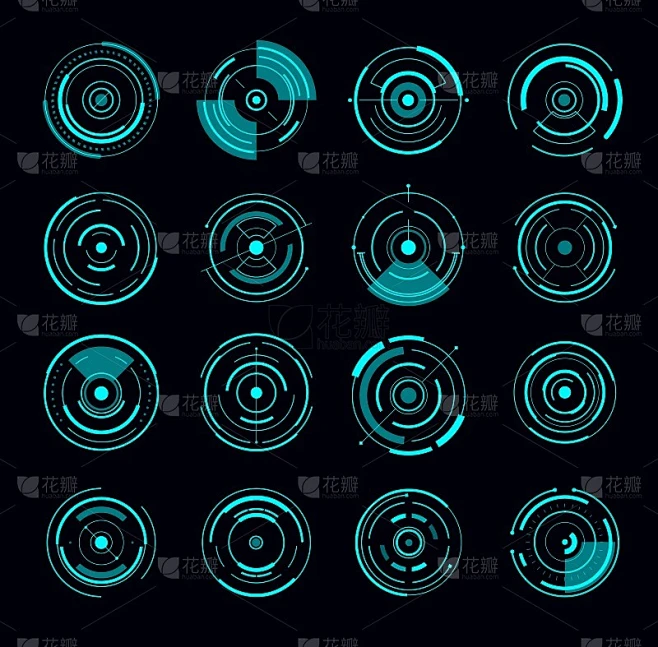 HUD界面雷达，UI和游戏设计元素素材-花瓣网
