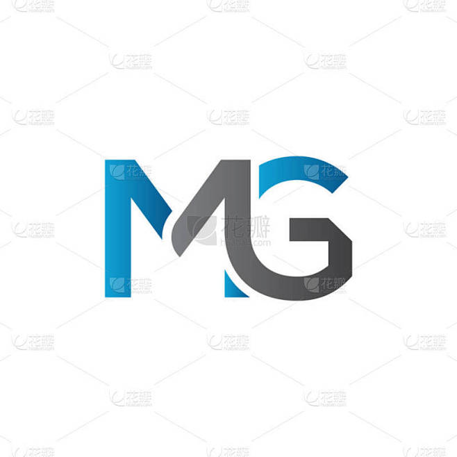 MG字母Logo向量模板。摘要字母MG标志设计.简约连锁信潮流商业标志设计矢量模板.
