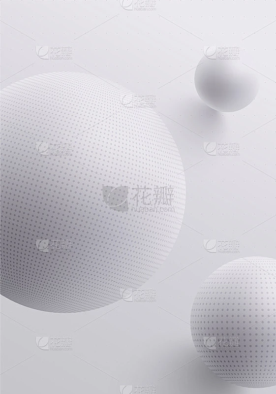 Grey abstract background with 3d balls.素材-花瓣网