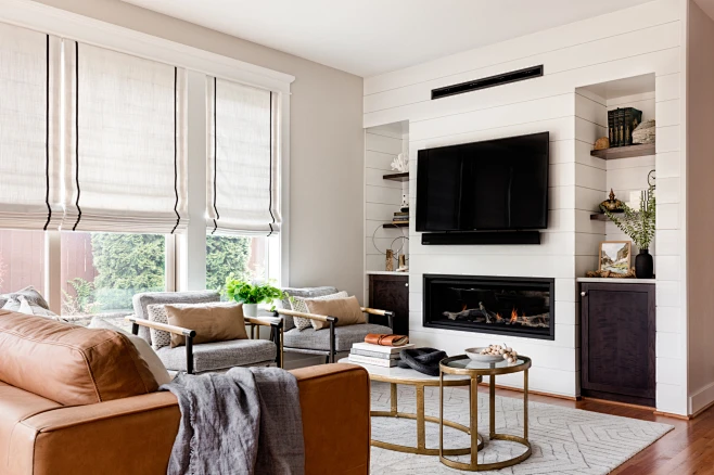 Living room - mid-sized transitional open concept living room idea in ...