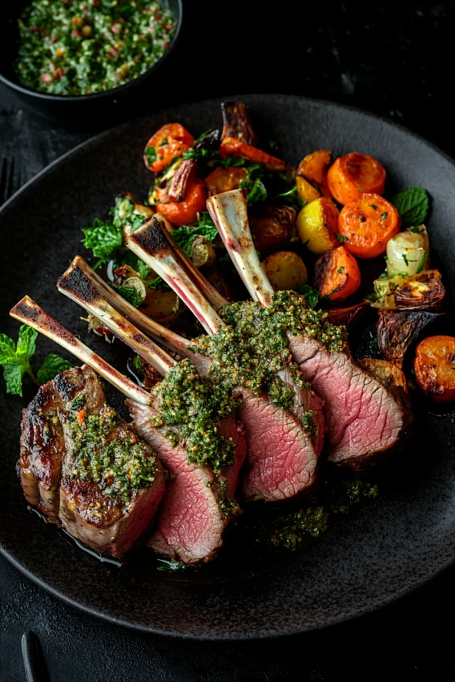 其中包括：This Pinterest pin features a delicious herb-crusted rack of lamb ...