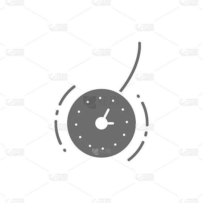 Vector clock for hypnosis, pendulum grey icon.