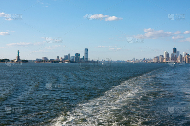 城市天际线,纽约,水,美国,旅游目的地,水平画幅,美国中大西洋地区,无人,户外,城市