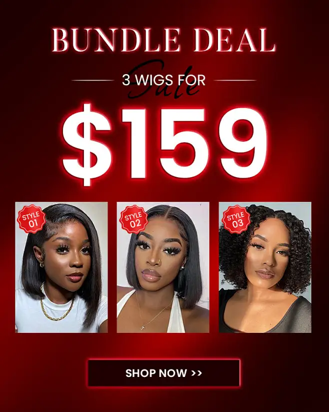 【$159=3 Wigs Bundle Deal】 Minimalist Lace Straight/Curly Chic Bob Style ...
