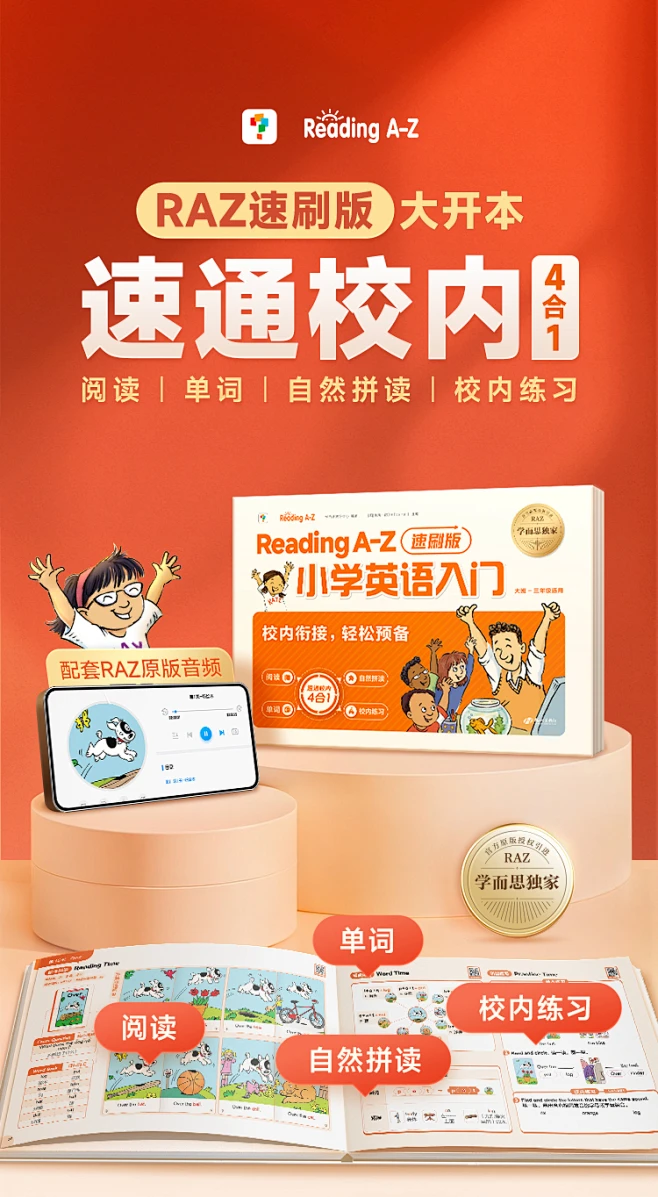 【RAZ速刷版】学而思ReadingA-Z小学英语入门raz分级阅读绘本美国原版引进幼小衔接自学零基础自然拼读幼儿英语启蒙教材合订版-tmall.com天猫-花瓣网